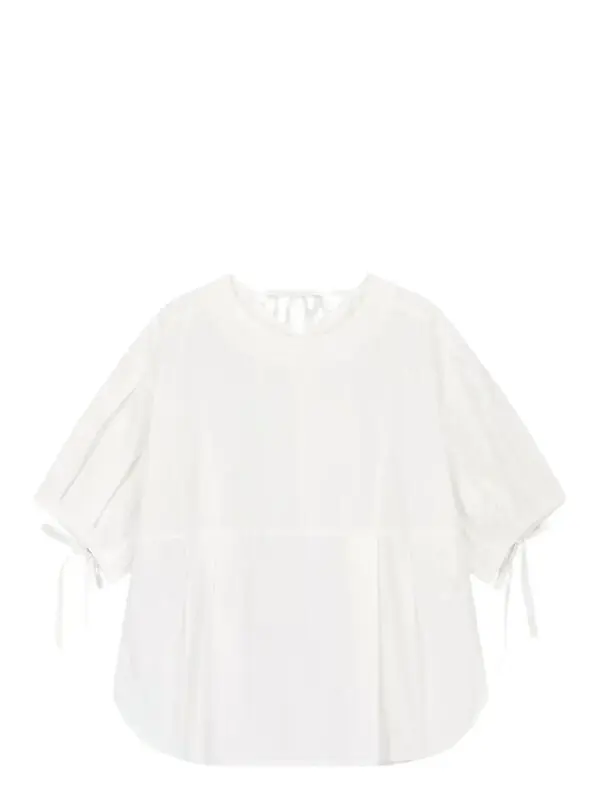 STUDIO TOMBOY Puff-sleeve Tie-fastening Blouse - White