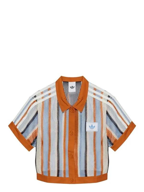ADIDAS ORIGINALS Cropped Striped Mesh Shirt - Multicolour