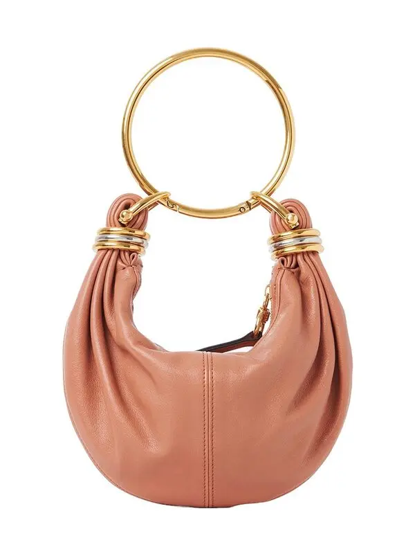 Chloé Mini Bracelet Hobo Bag In Grained Leather - Wooden Orange
