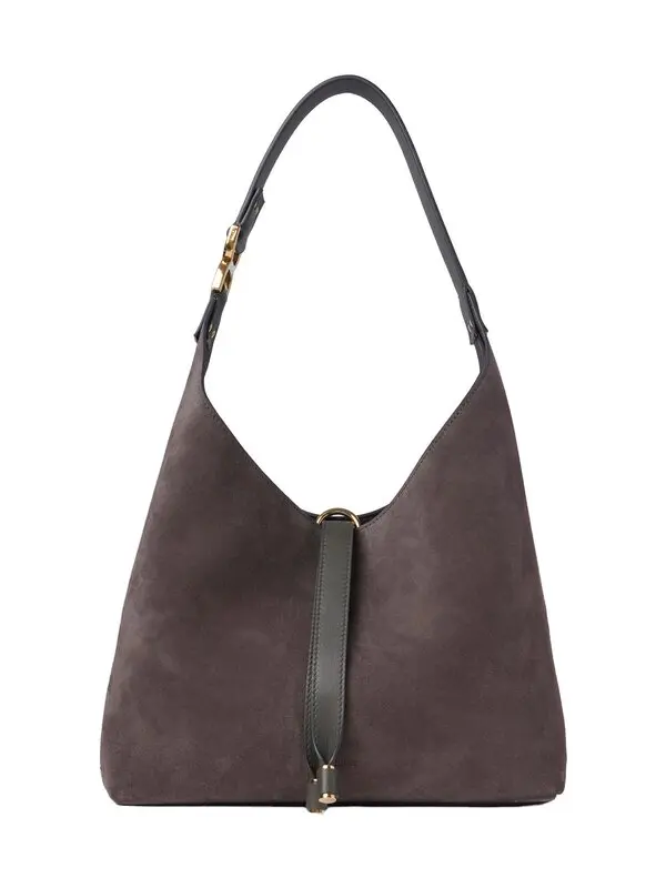 Chloé Small Marcie Hobo Bag In Suede Leather - Flannel Grey