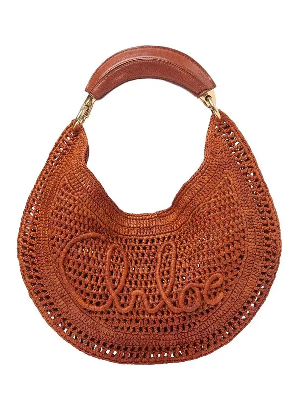 Chloé Raffia Hobo Bag With Banana Handle - Clay Brown