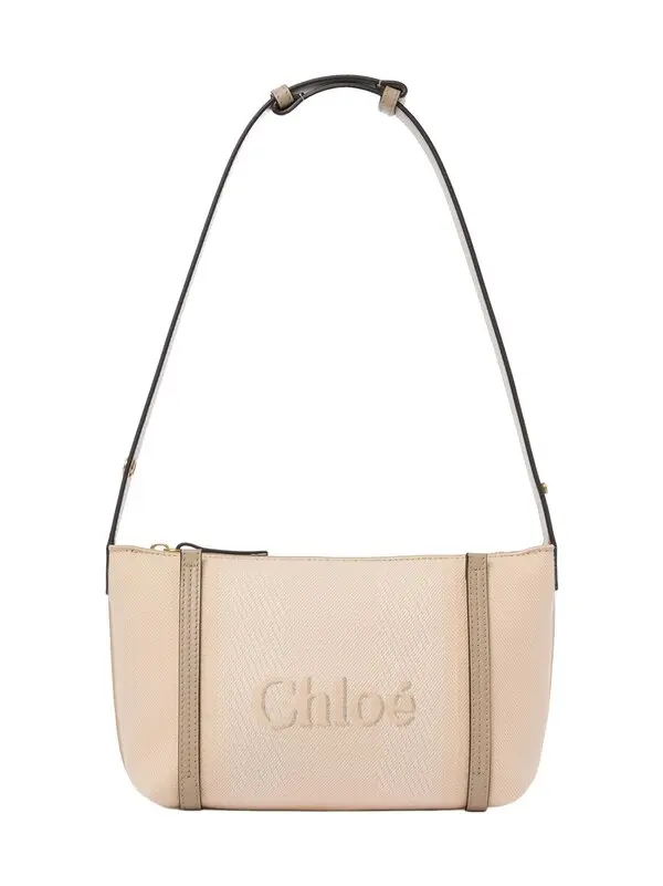 Chloé Carry Shoulder Bag In Canvas Jacquard - Blushy Beige