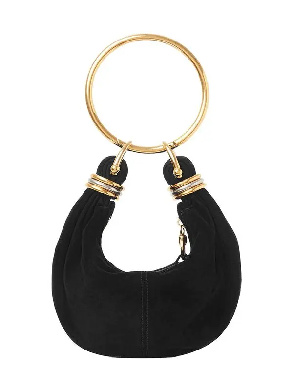 Chloé Mini Bracelet Hobo Bag In Suede - Black