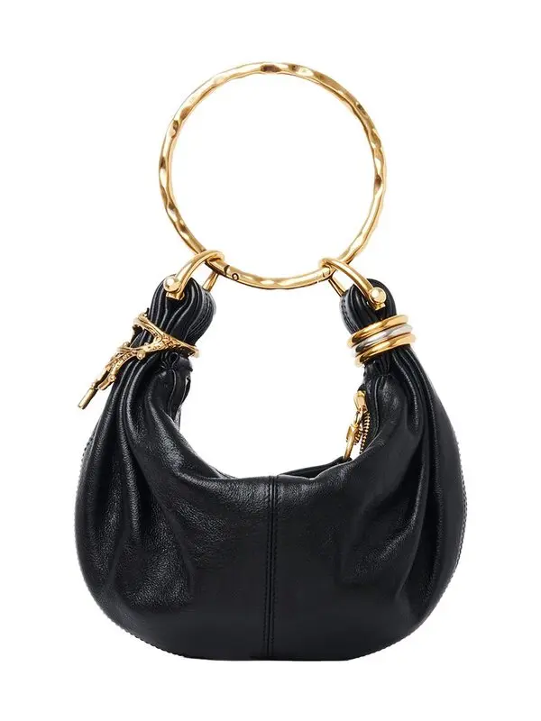 Chloé Grained Leather Mini Bracelet Hobo Bag - Black