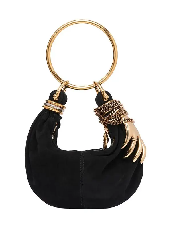Chloé Mini Bracelet Hobo Bag In Suede - Black