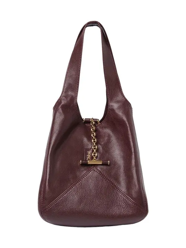 Chloé Small Grained Leather Balloon Bag With Gold-tone Toggle Clasp - Grenat