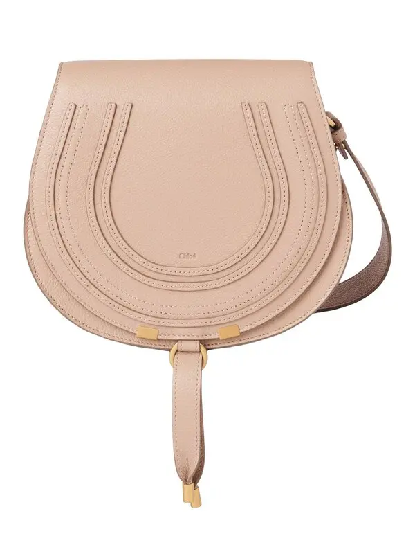 Chloé Marcie Grained Leather Saddle Bag - Deep Beige
