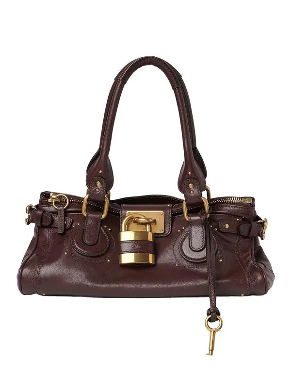 Chloé Paddington Bag In Grained Leather - Grenat