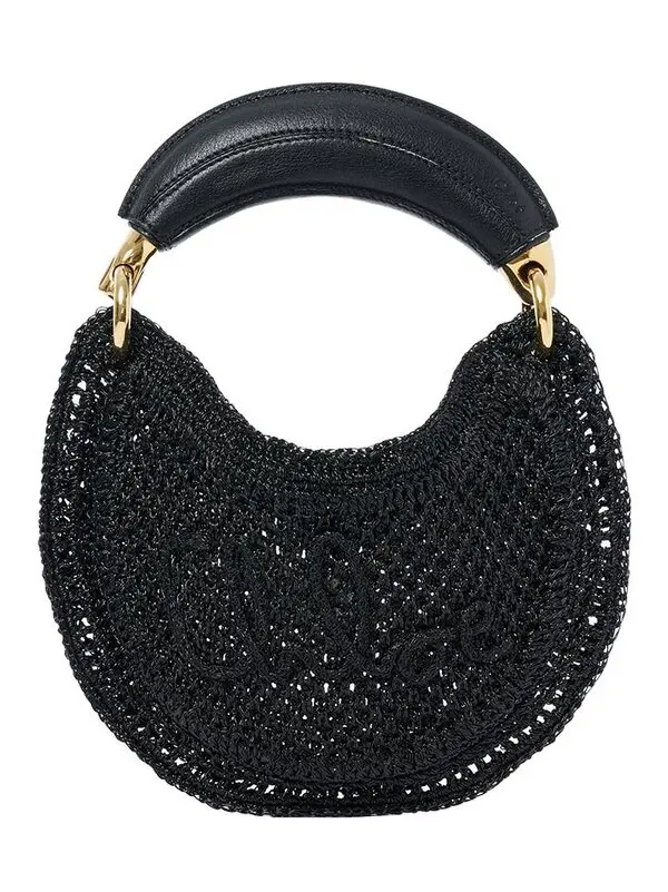 Chloé Mini Summer Banana Hobo Bag In Glitter Crochet - Black