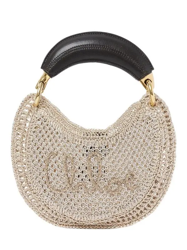 Chloé Mini Summer Banana Hobo Bag In Glitter Crochet - Silver