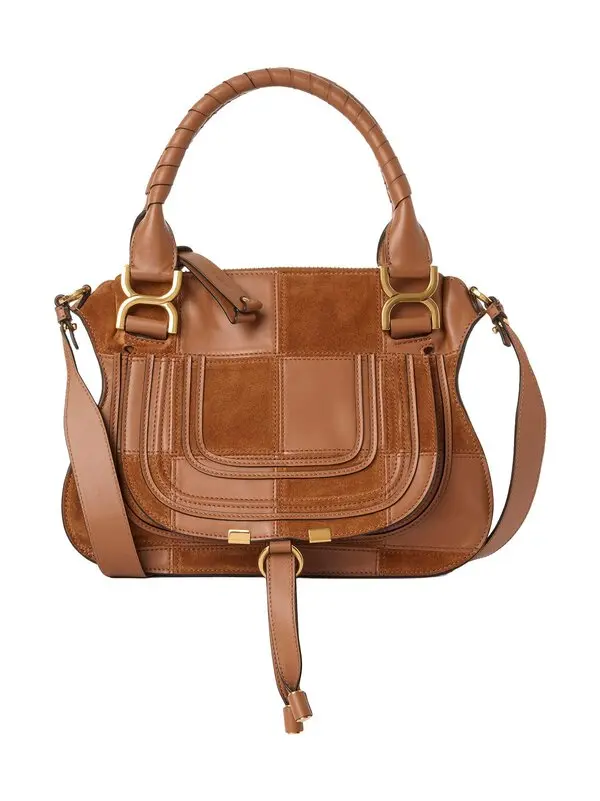 Chloé Small Marcie Bag In Grained And Suede Leather - Dusty Tan