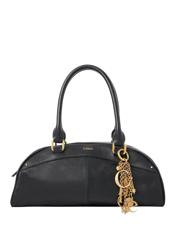 Chloé Soft Leather Bowling Bag With Gold Tone Charms - Black