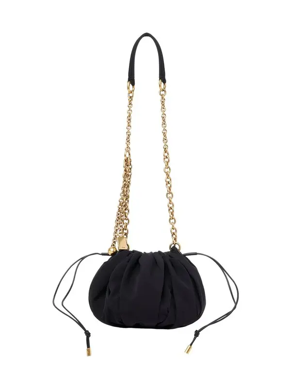 Chloé Plissé Shoulder Bag With Chain - Black