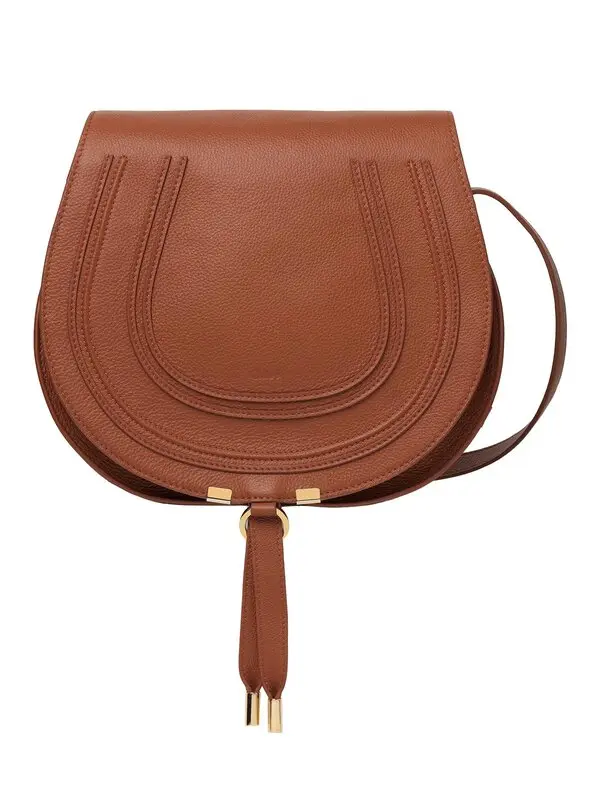 Chloé Marcie Grained Leather Saddle Bag - Tan