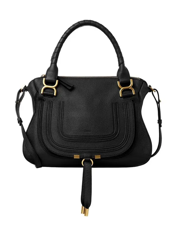 Chloé Marcie Bag In Grained Leather - Black