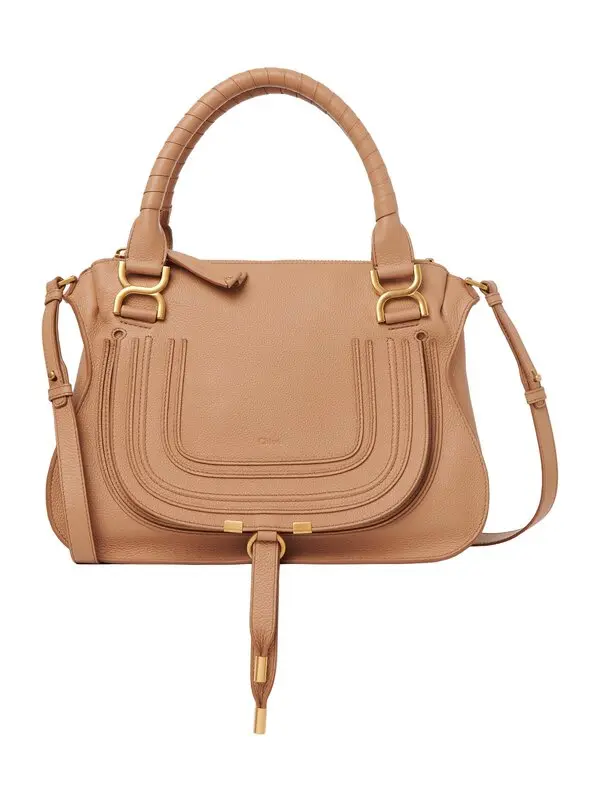 Chloé Marcie Double Carry Bag In Grained Leather - Light Tan