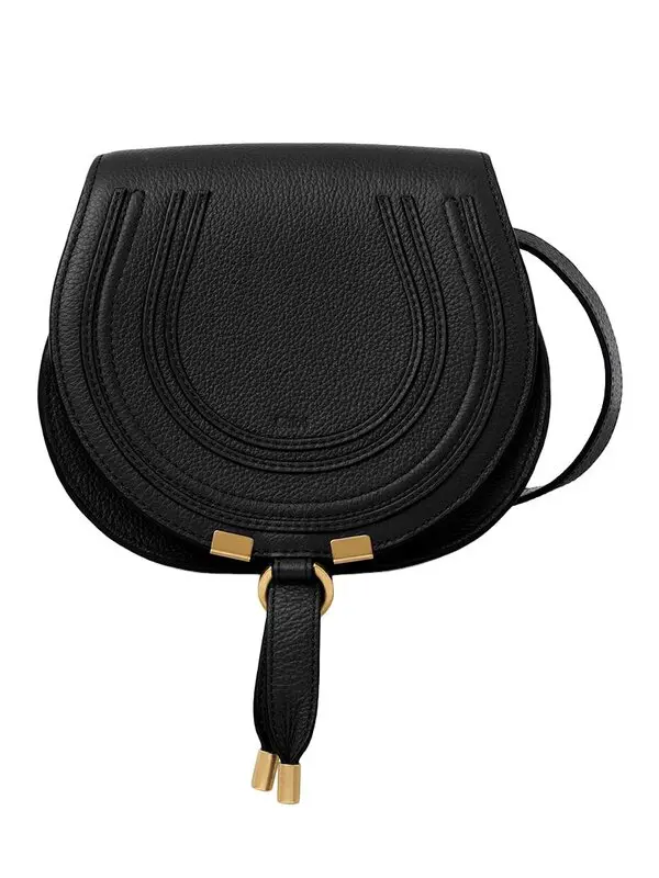 Chloé Small Marcie Saddle Bag In Grained Leather - Black