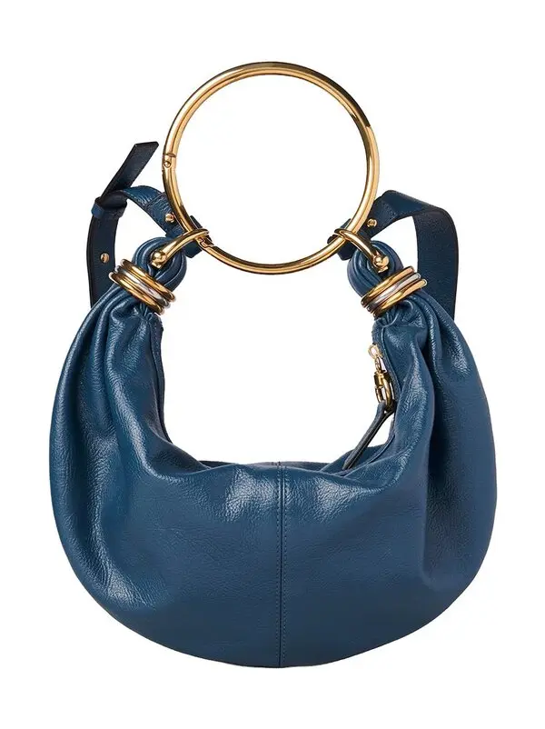 Chloé Small Grained Leather Bracelet Hobo Bag - Tapestry Blue
