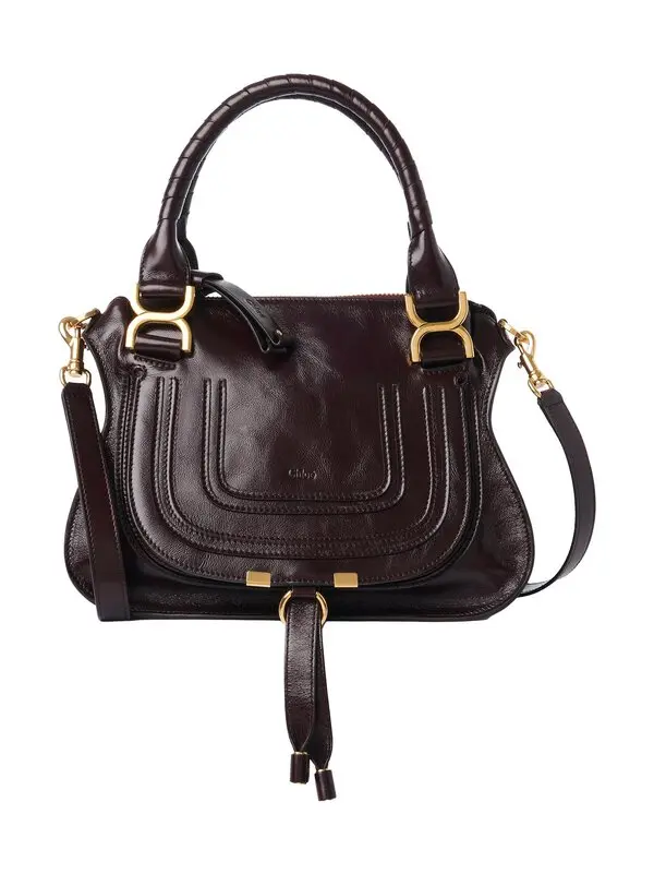Chloé Small Marcie Bag In Shiny Leather - Auburn Red