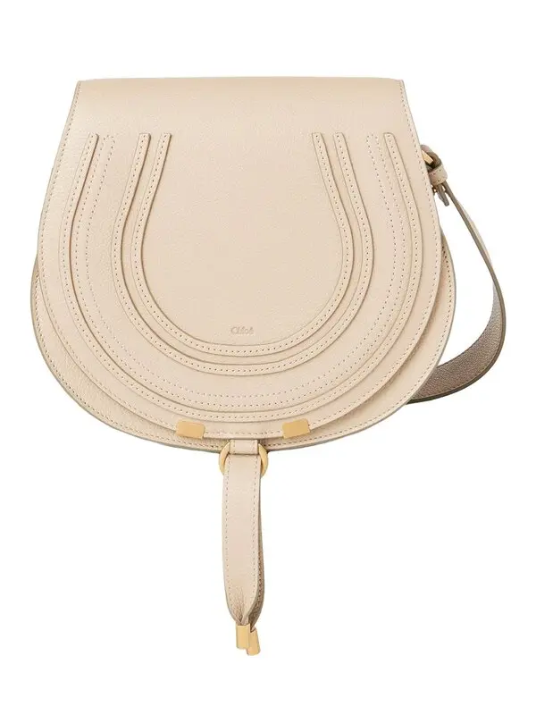 Chloé Marcie Saddle Bag In Grained Leather - Sweet Beige
