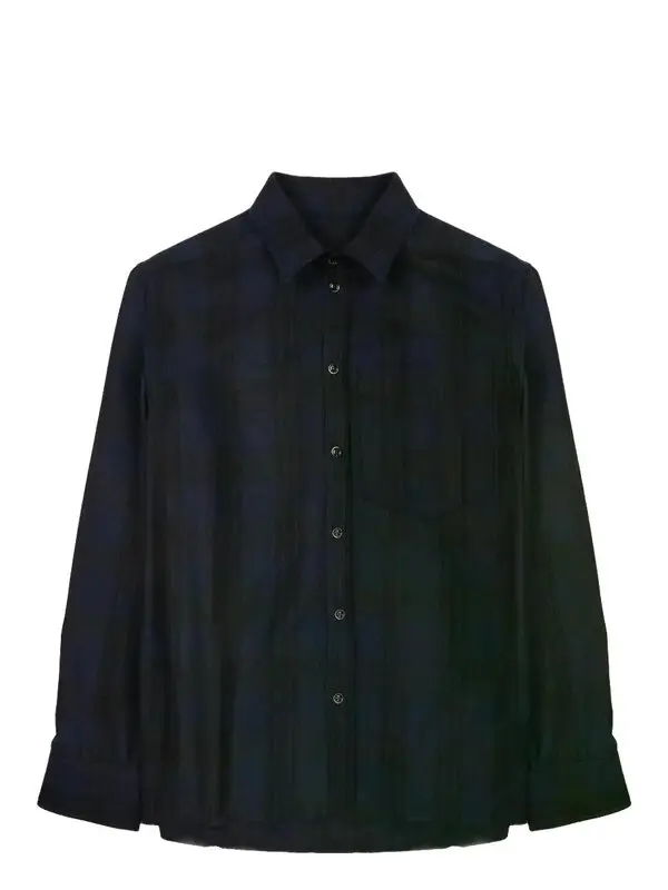 NINE:INTHE:MORNING Check-pattern Chest-pocket Shirt - Blue