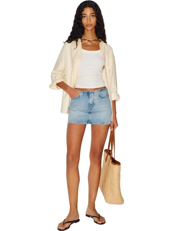 REFORMATION Rylee Low Rise Denim Mini Skirt - Blue
