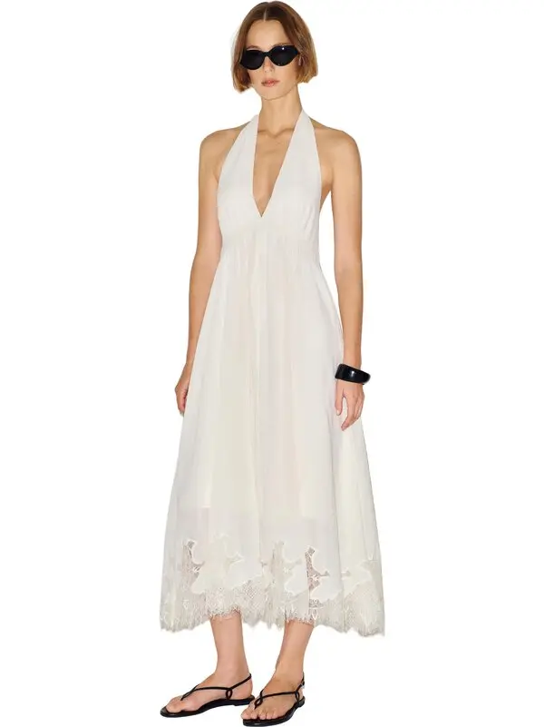 REFORMATION Valeraine Lace Trim Dress - Ivory