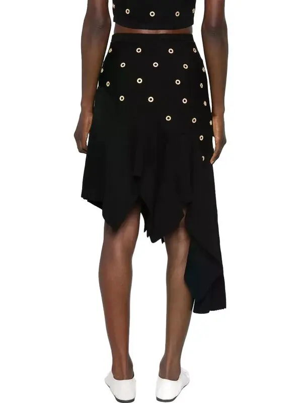 Sandro Asymmetrical Knitted Eyelet Skirt - Black