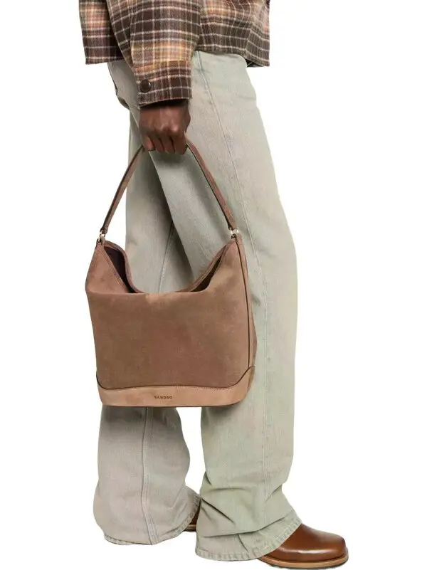 Sandro Leather Shoulder Bag - Brown
