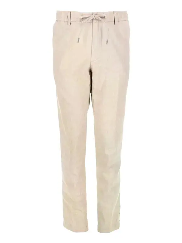 BOSS Beige Marl Effect Drawstring Waist Tapered Trousers - Neutrals