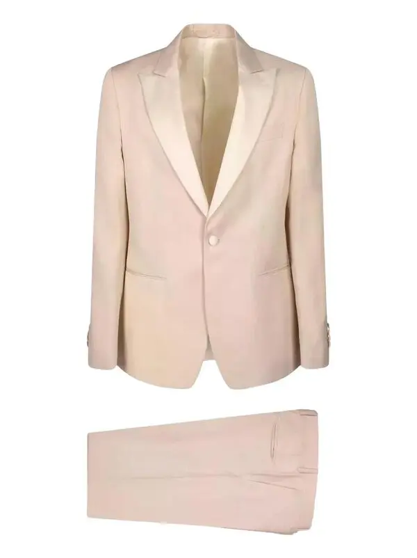 LARDINI Satin-lapel Single-breasted Suit - Neutrals