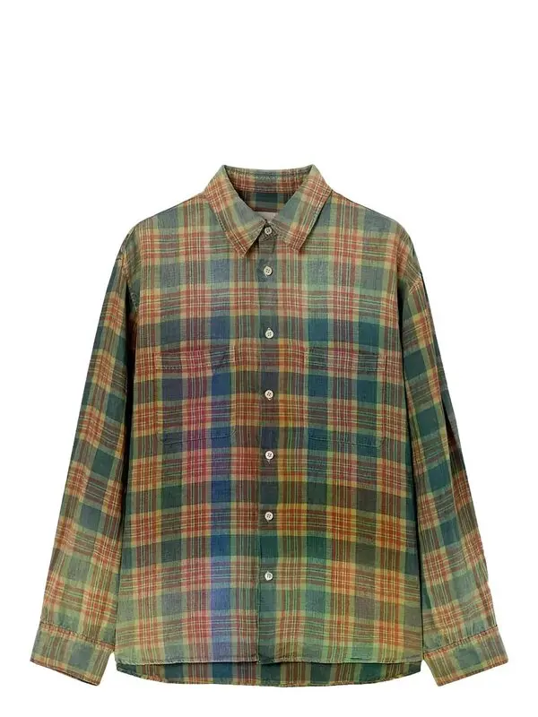 SOLID HOMME Check-pattern Long-sleeve Shirt - Blue