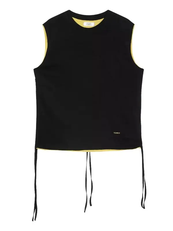 STUDIO TOMBOY Sleeveless Drawstring Detail Top - Black