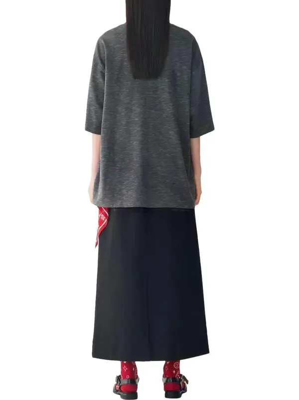 STUDIO TOMBOY Drawstring Waist Pocket Detail Long Skirt - Black
