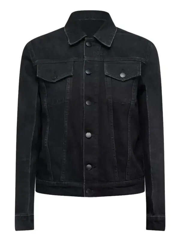 032C Boxy Embroidered Denim Jacket - Black