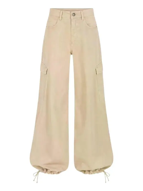 ICON DENIM LOS ANGELES Cargo Palazzo Pants With Drawstring Cuffs - Neutrals