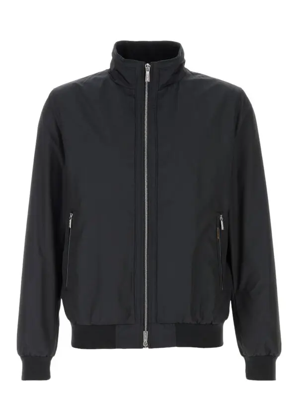 MOORER Zipped Bomber Jacket - Dark Blue