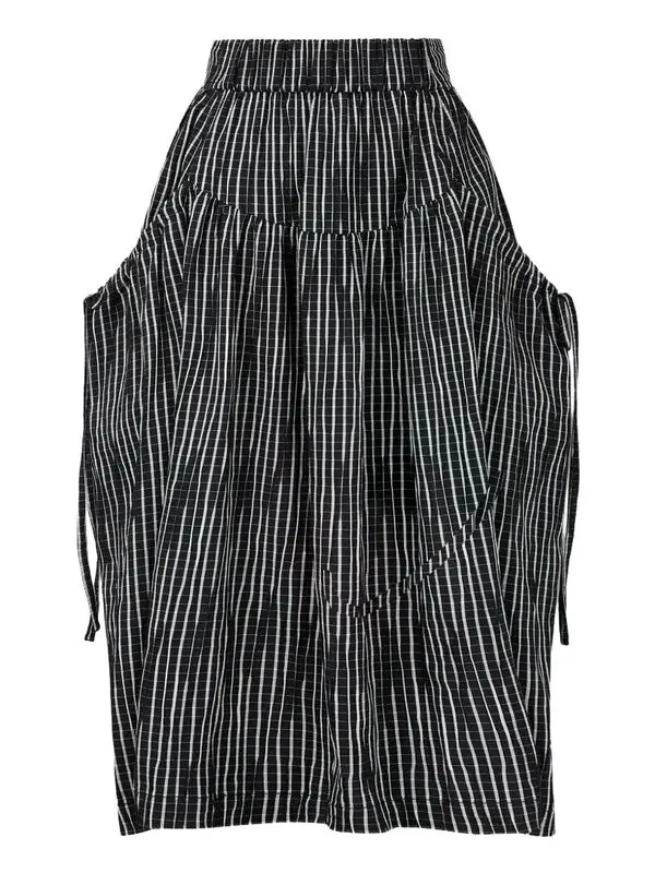 STUDIO TOMBOY Check Drawstring Midi Skirt - Black