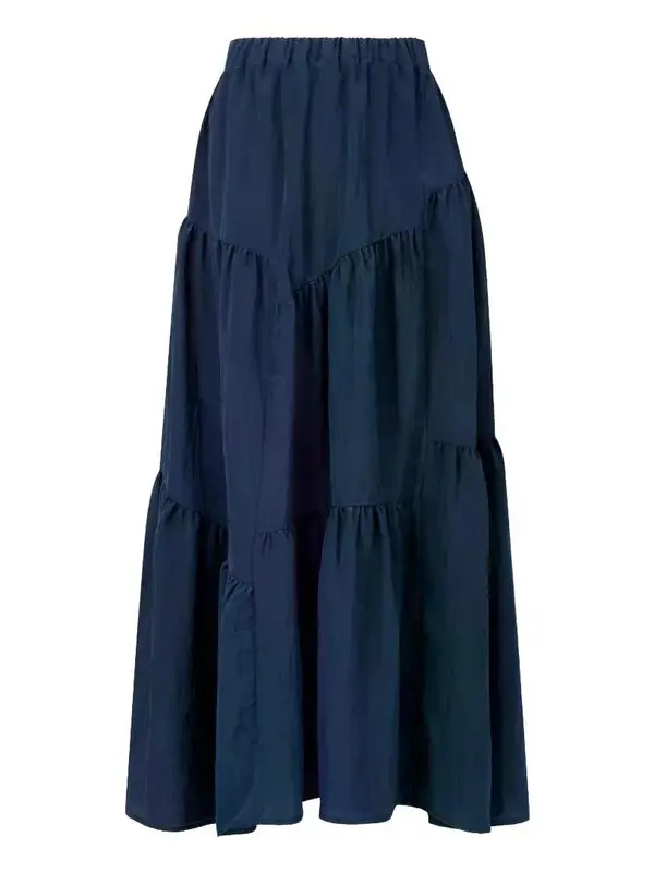 STUDIO TOMBOY Asymmetrical Tiered A-line Maxi Skirt - Blue