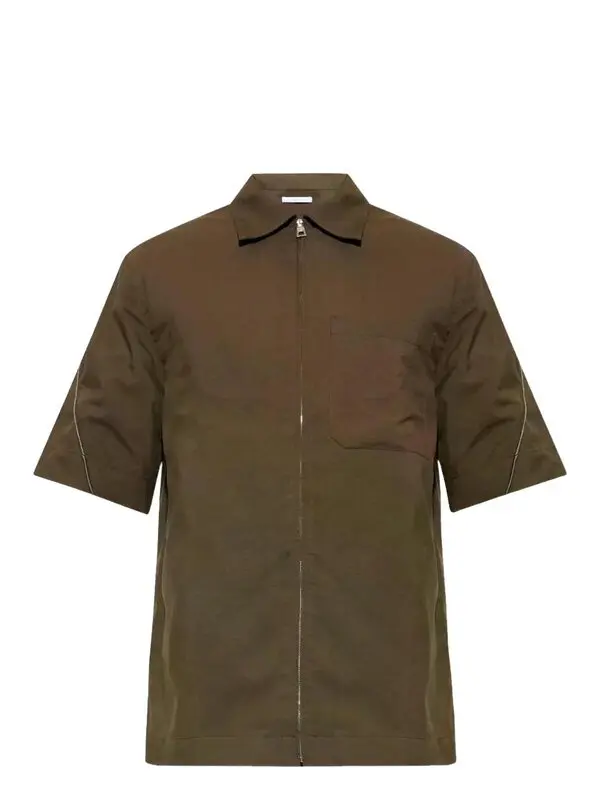 Givenchy Logo-embroidered Zip-up Shirt - Brown