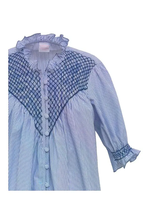 Loretta Caponi Milvia Striped Cotton Blouse - Blue