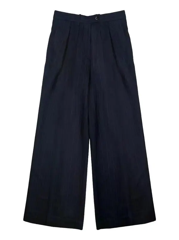 NINE:INTHE:MORNING Navy Pinstriped Pleated Trousers - Blue