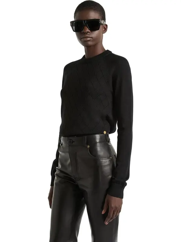 Balmain Knit Jumper With Quilted Effect - Black