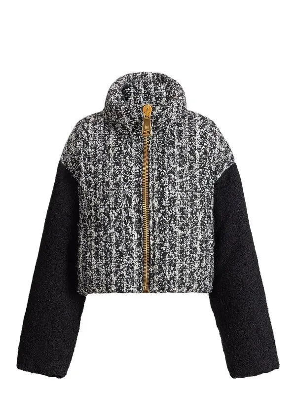 Balmain Two-tone Padded Tweed Jacket - Black