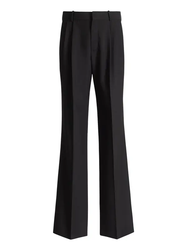 Balmain Wool Flat-pleated Trousers - Black