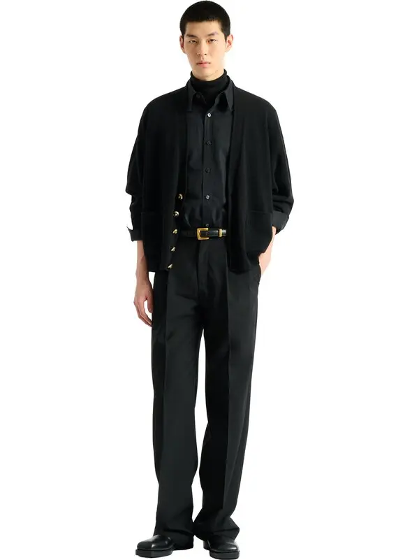 Balmain Wool Flat-pleated Trousers - Black