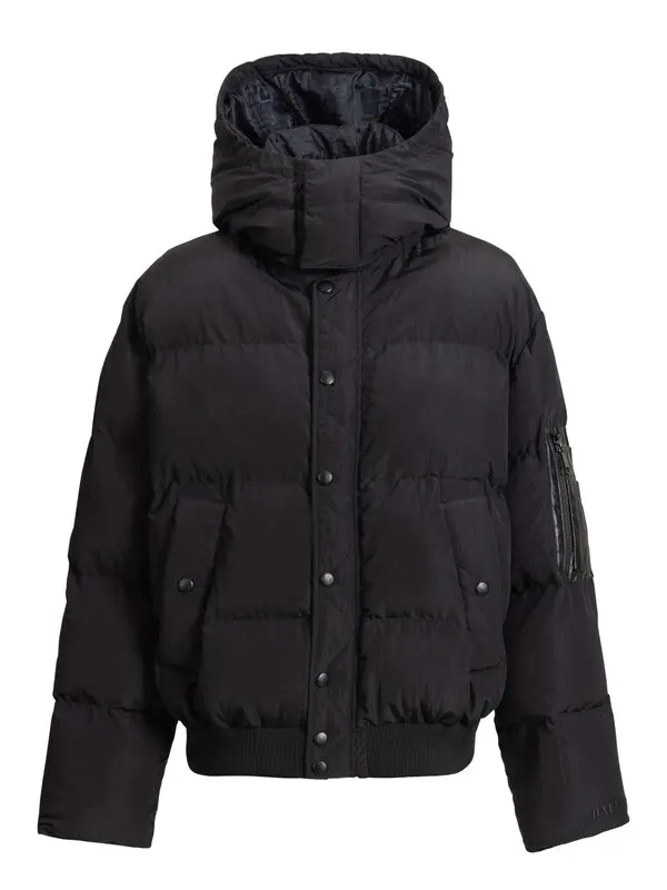 Balmain Padded Nylon And Leather Bomber Jacket - Black