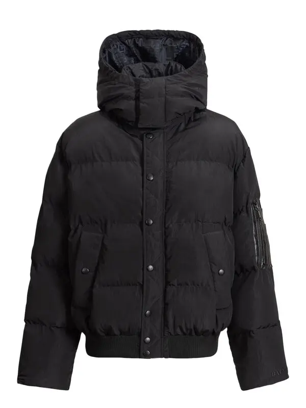 Balmain Padded Nylon And Leather Bomber Jacket - Black