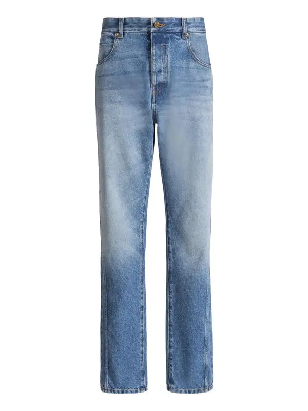 Balmain Straight-leg Faded Denim Jeans - Blue