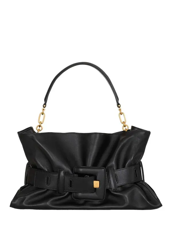 Balmain Medium Anthem Bag In Smooth Leather - Black
